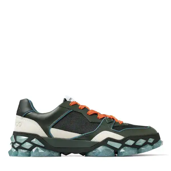 Jimmy Choo Diamond X Trainer/M Sea Green Mix Nylon And Leather Low